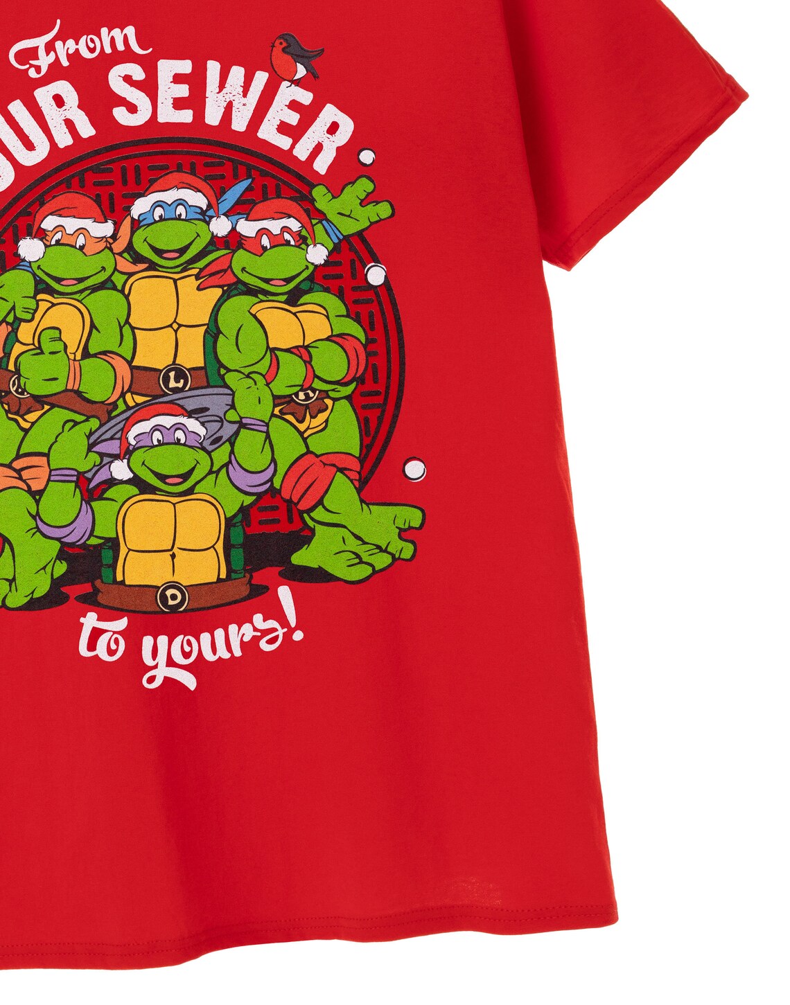 Teenage Mutant Ninja Turtles Mens Christmas T-shirt Red From Our Sewer ...