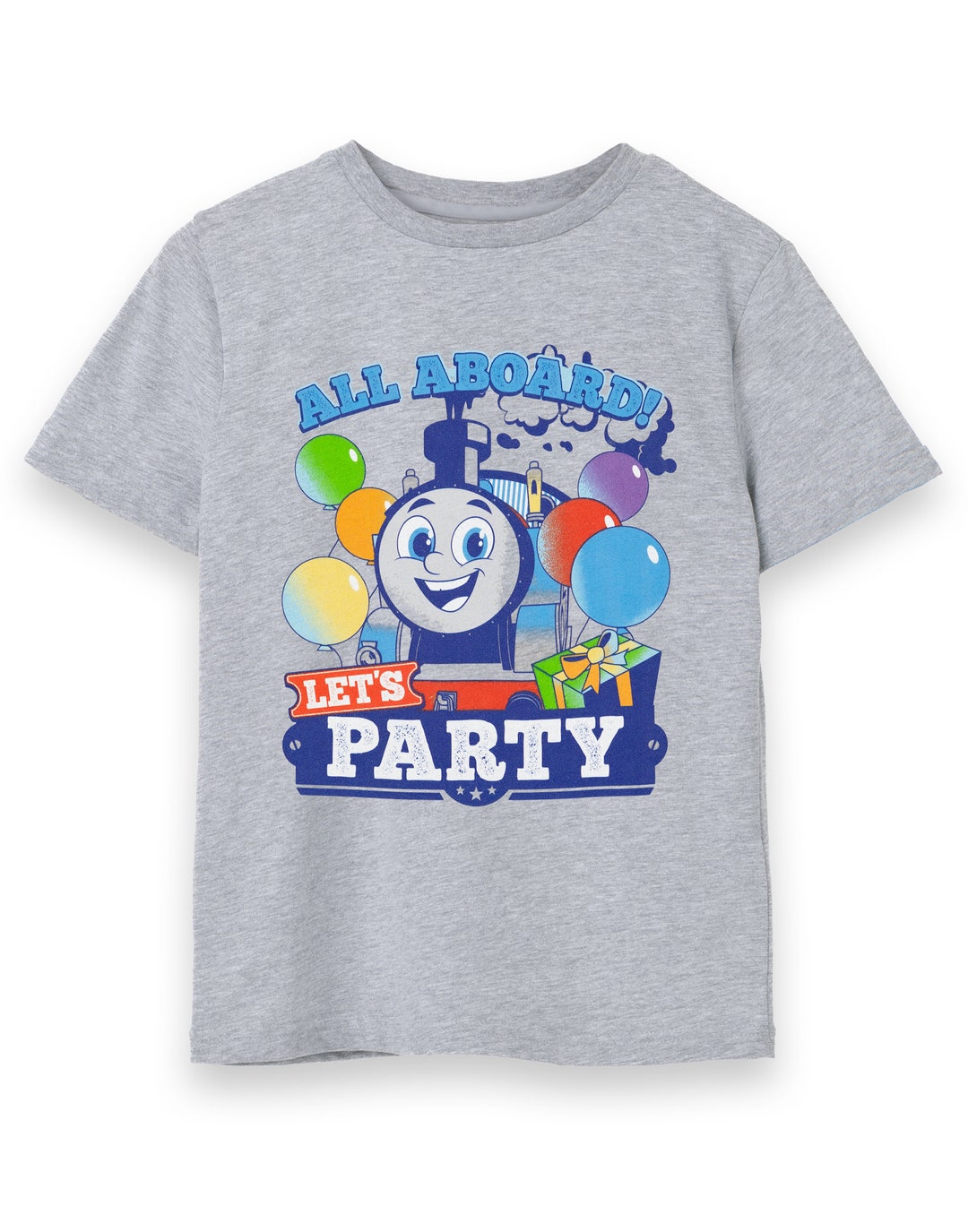 Thomas & Friends Boys T-shirt Grey With Balloons and Presents Design ...