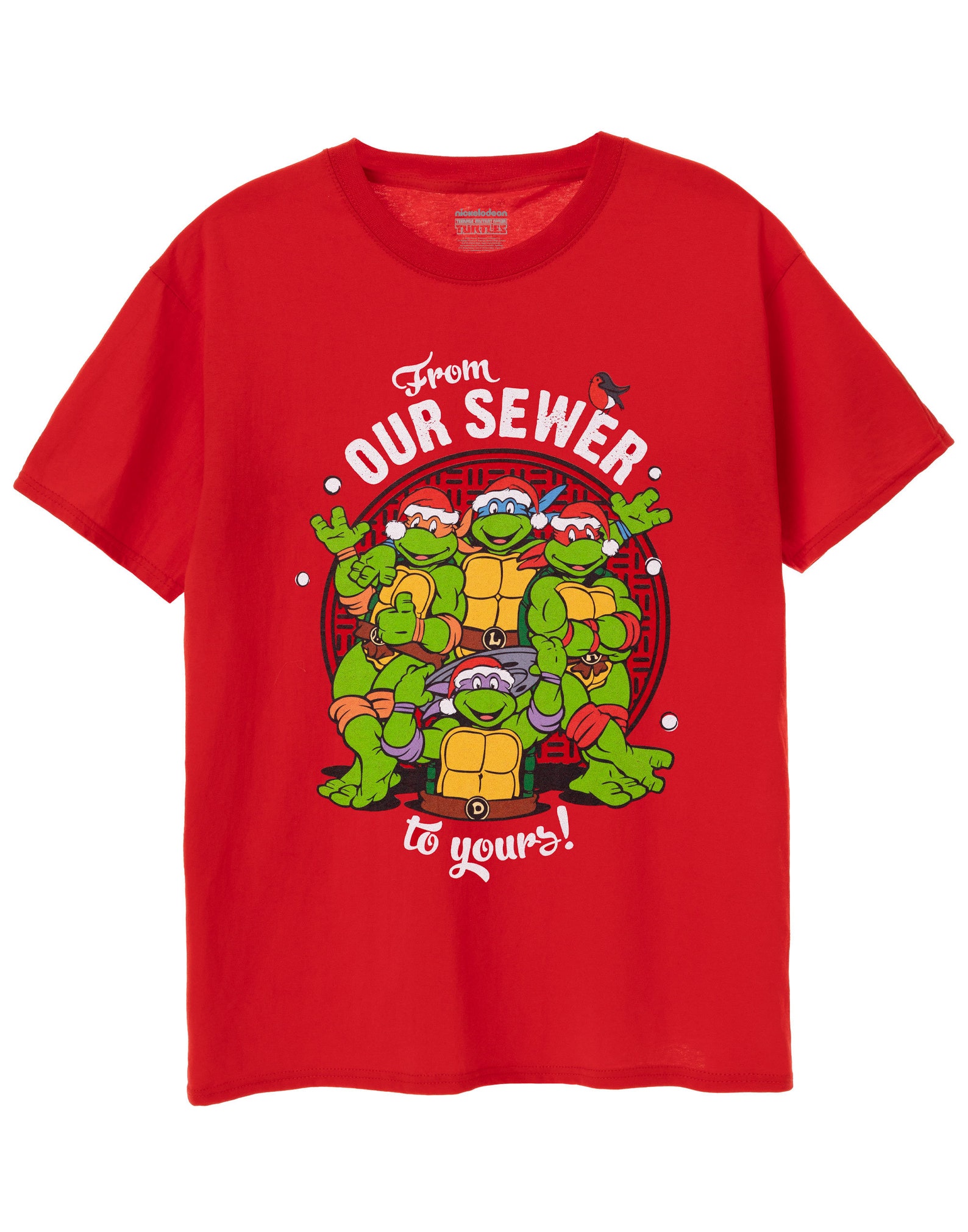 Teenage Mutant Ninja Turtles Mens Christmas T-shirt Red From Our Sewer ...