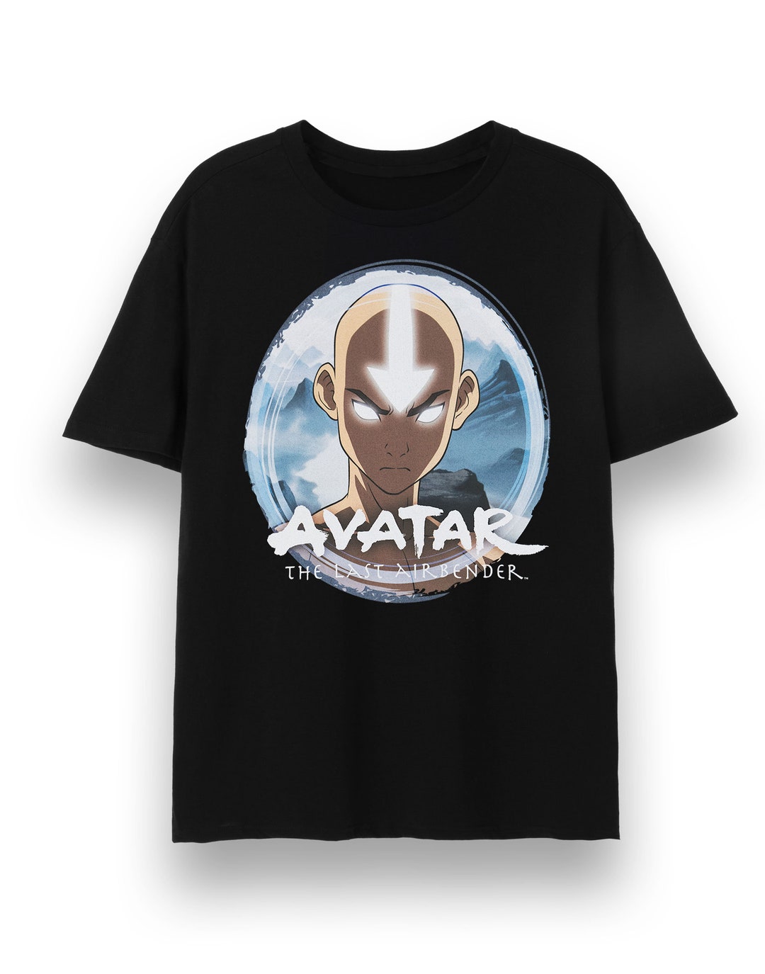 Avatar the Last Airbender Mens T-shirt Adults Black Graphic Tee Aang ...