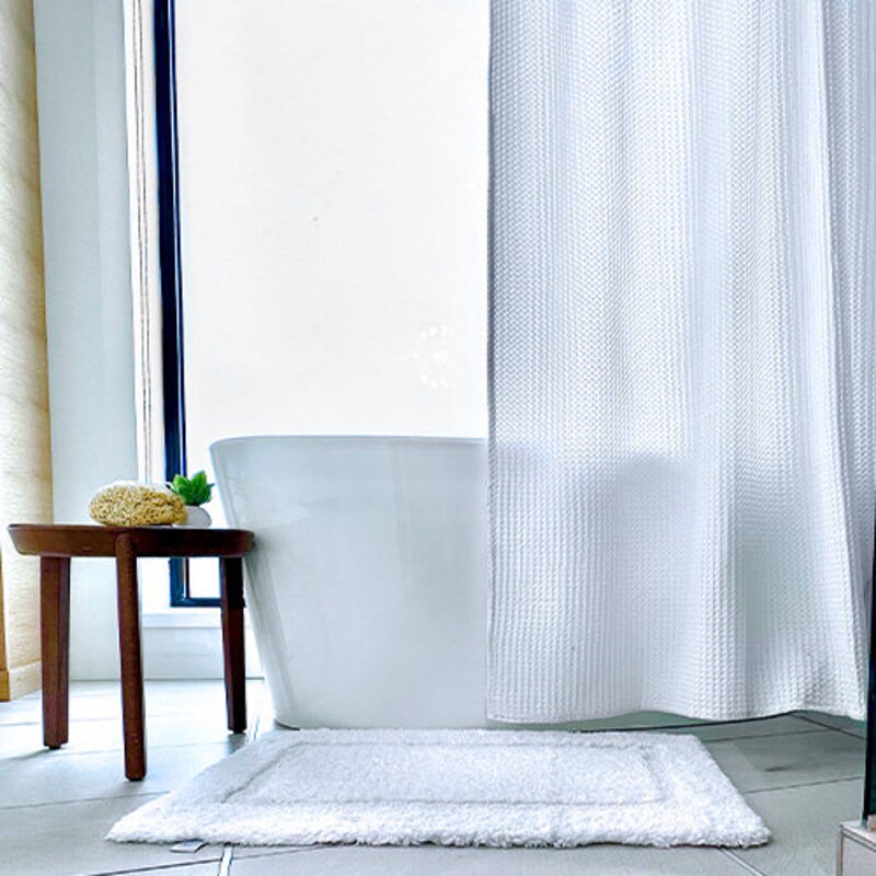 White Cotton Shower Curtain - Etsy