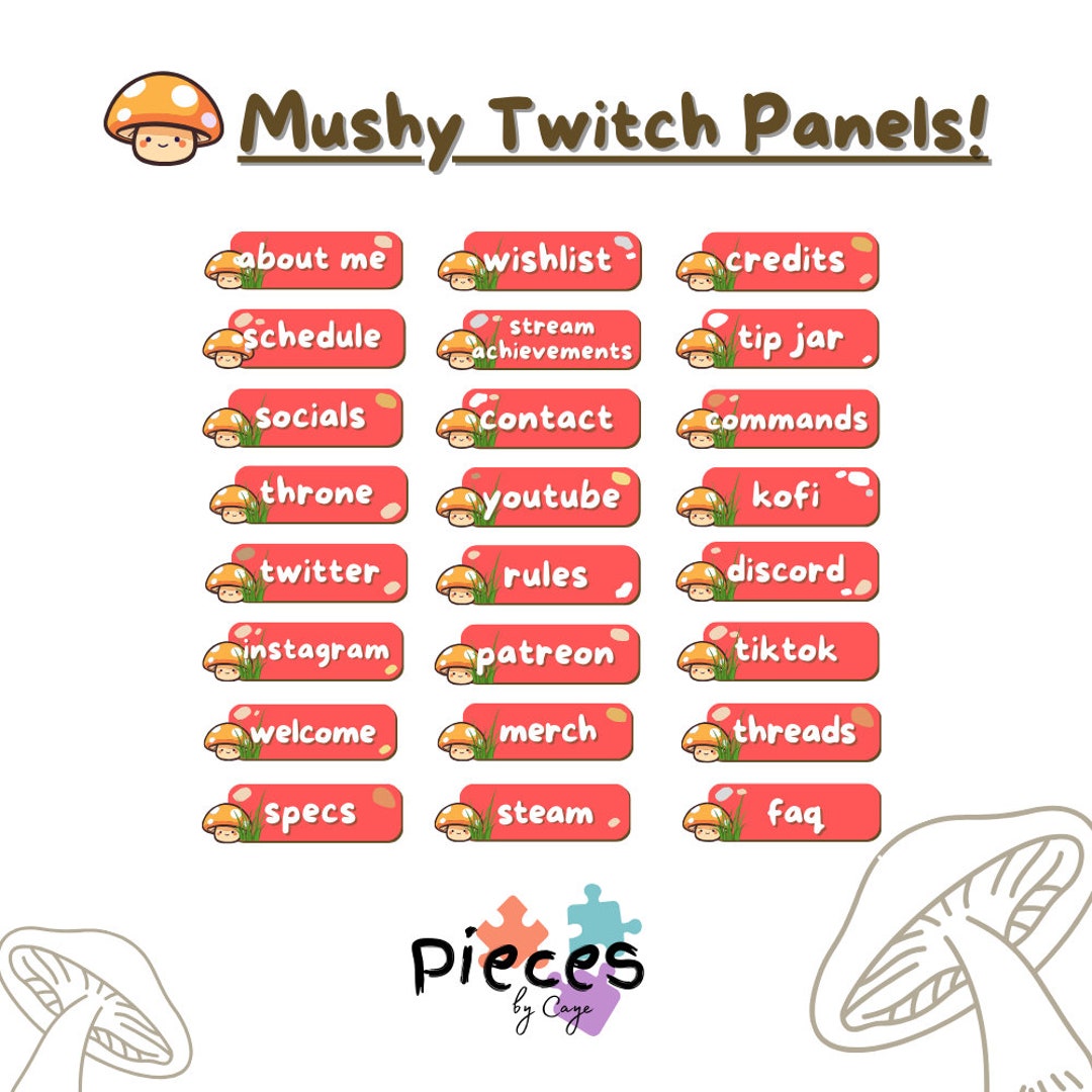 Red Mushy Twitch Panel Bundle Pack Cute Fall Autumn Cottage ...