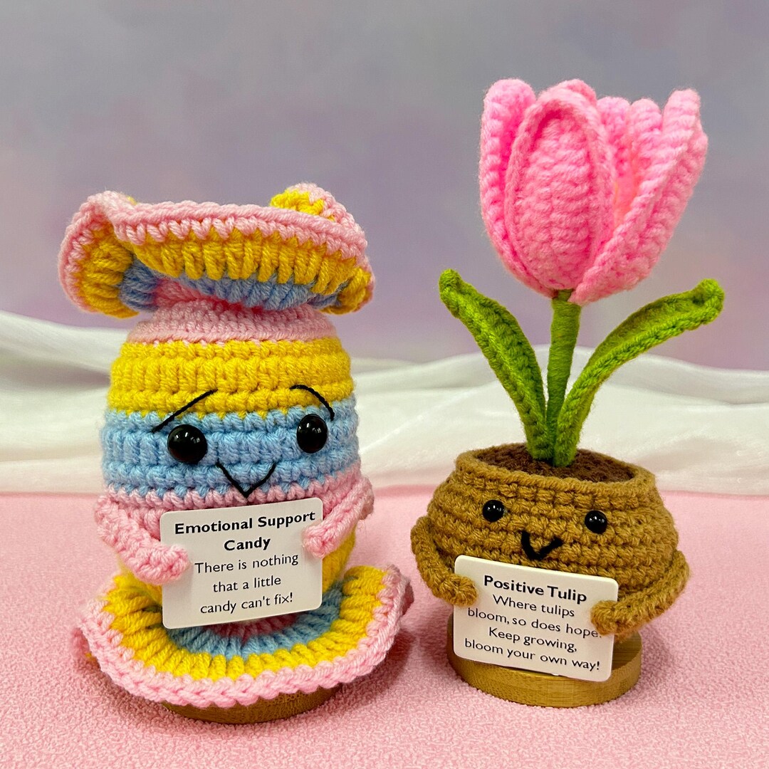 Emotional Support Candies, Handmade Crocheted Candies/tulips/plants/flowers/potted Plants ...
