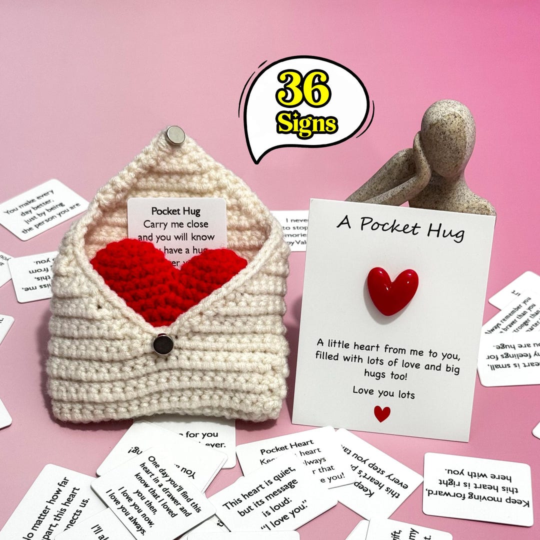 Pocket Hug Care Package | Crochet Envelope + Plush Heart+ Uplifting ...