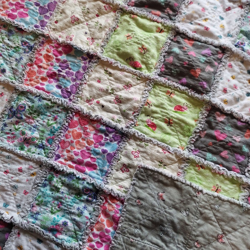 Pink Grey Rag Quilt - Etsy