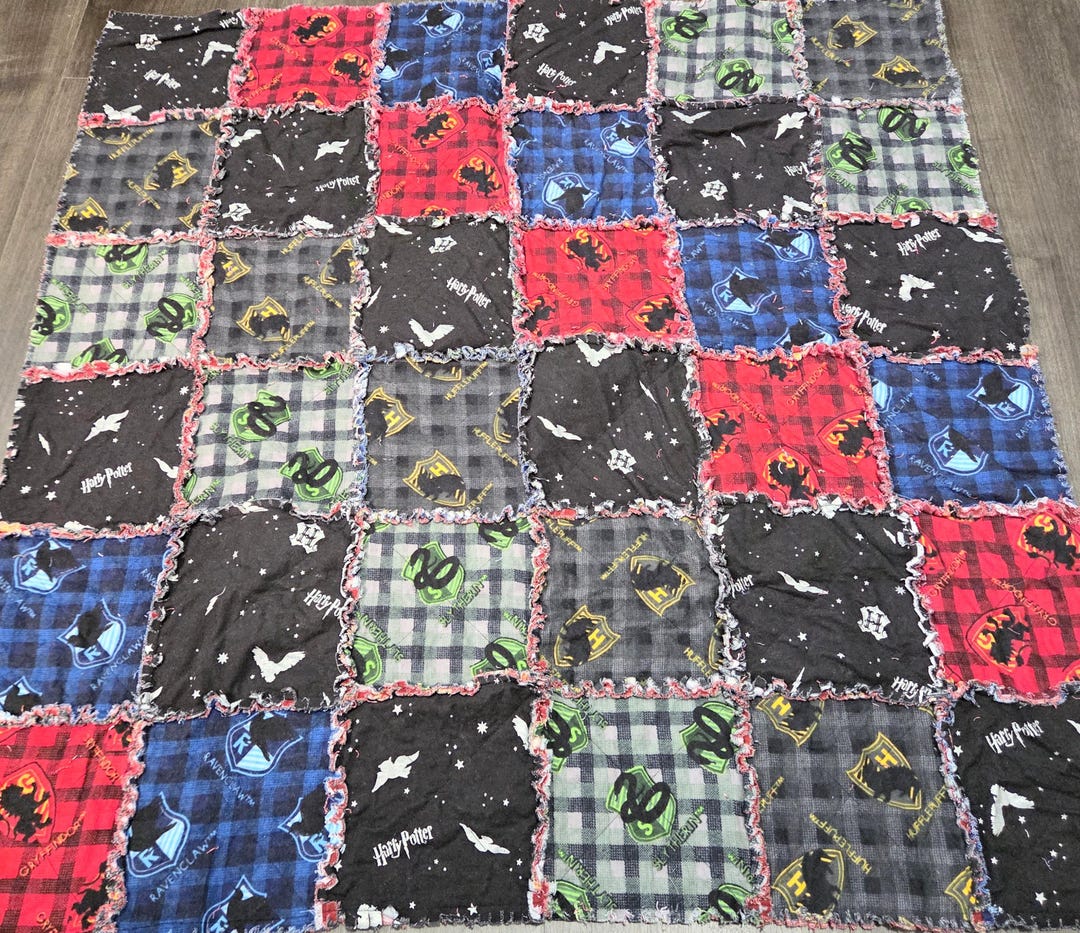 Harry Potter Hogwarts Houses Rag Quilt - Etsy