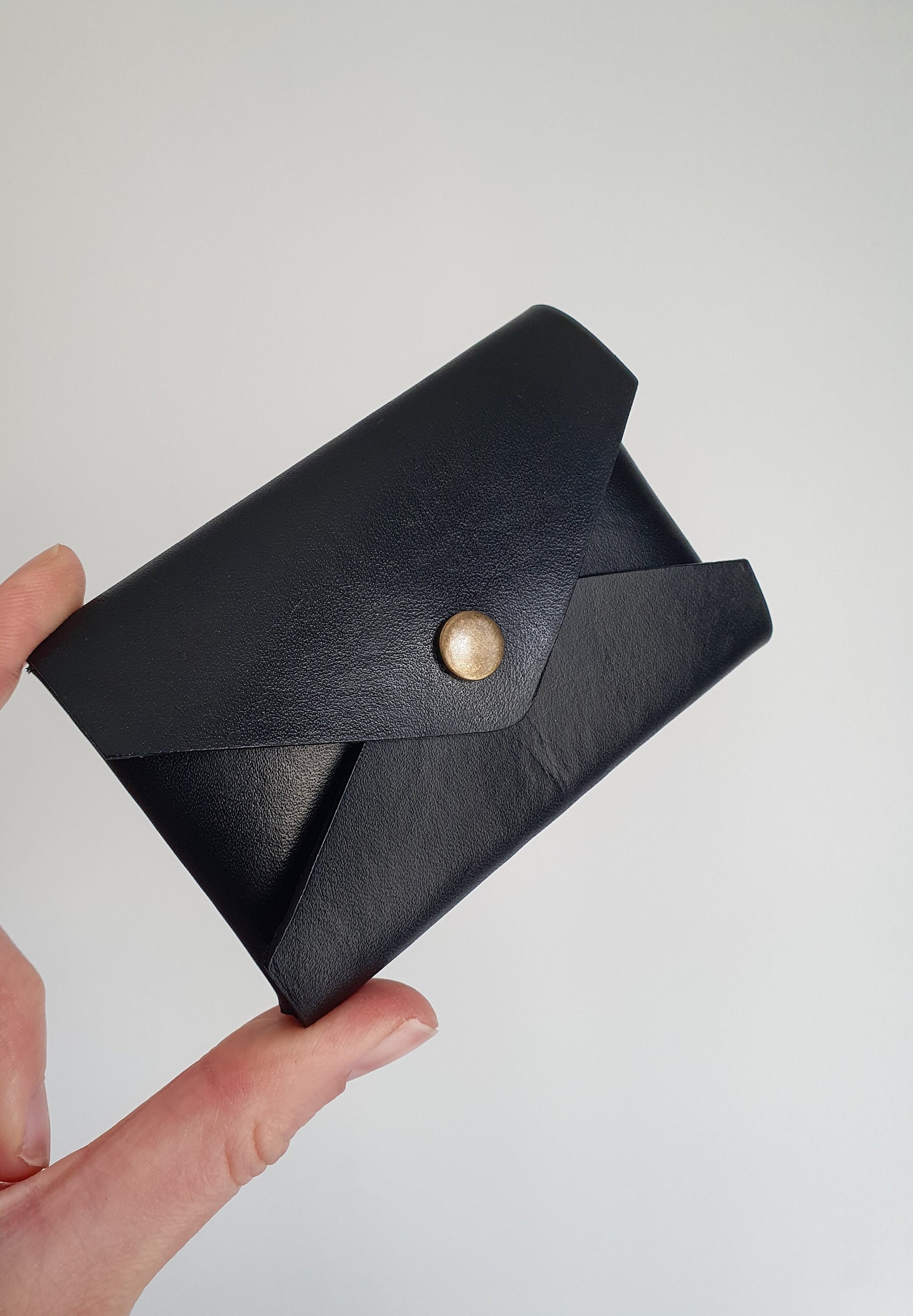 Black Leather Origami Wallet - Etsy