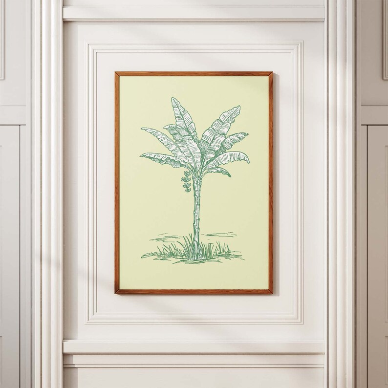 Green Tropical Banana Tree Print, Eclectic Wall Art, Dopamine Decor ...