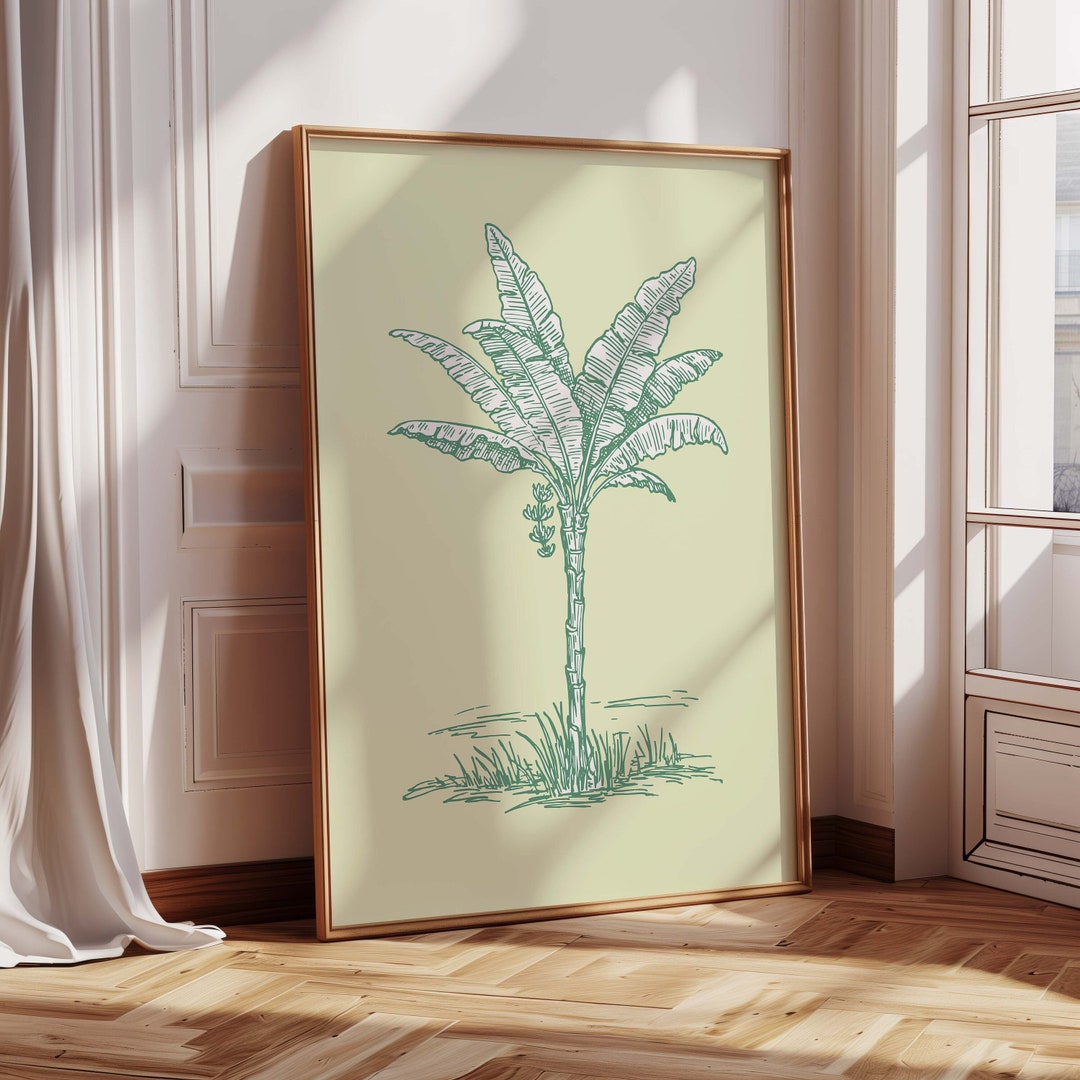 Green Tropical Banana Tree Print, Eclectic Wall Art, Dopamine Decor ...