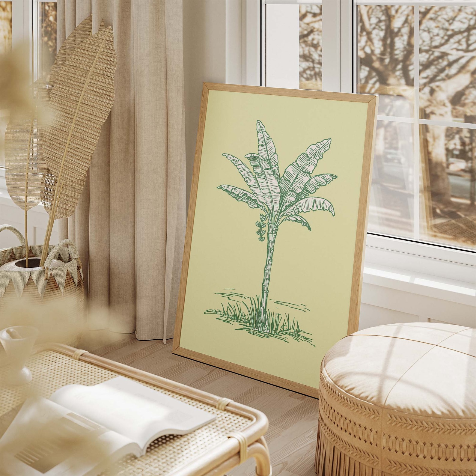 Green Tropical Banana Tree Print, Eclectic Wall Art, Dopamine Decor ...