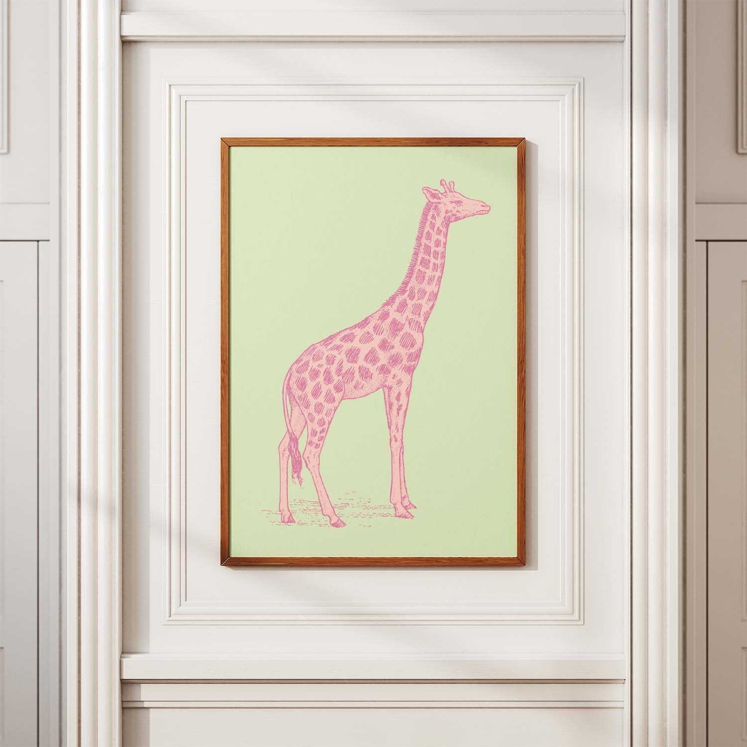 Set of 6 Wild Animals and Tropical Plants Prints Pink Green, Eclectic ...