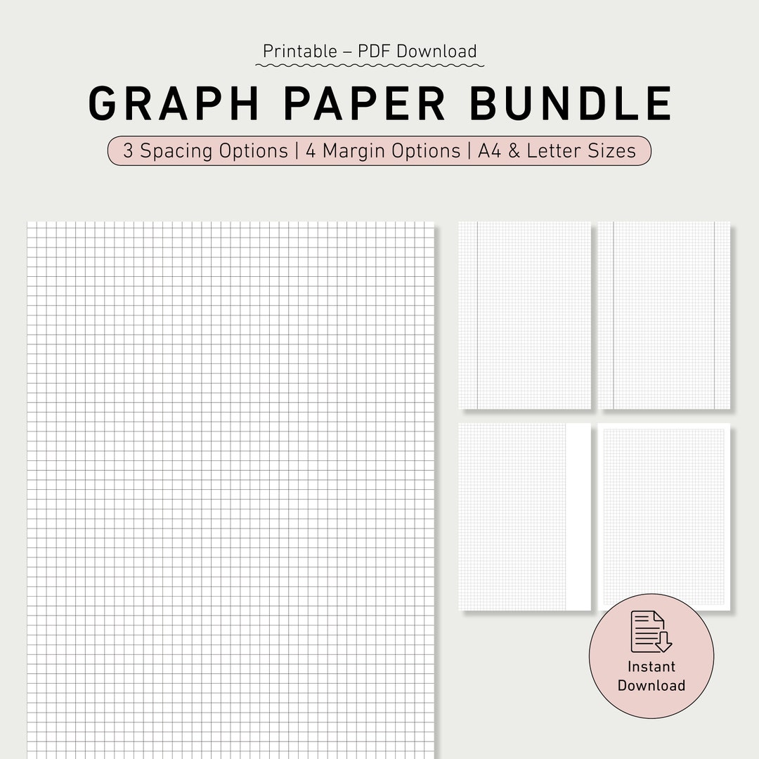 Graph Paper Bundle Printable Note Taking Paper 4 Margin Options A4, A5 ...