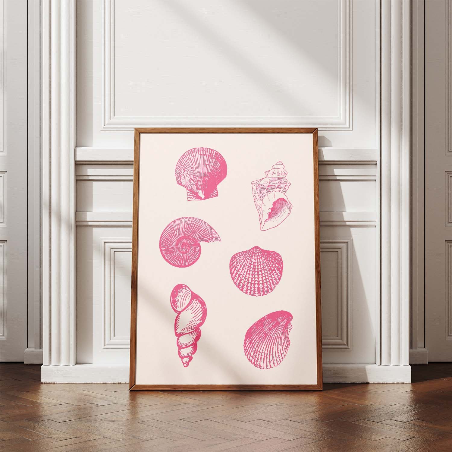 Set of 3 Retro Palm Tree Surfing Seashells Prints Pink, Vintage ...