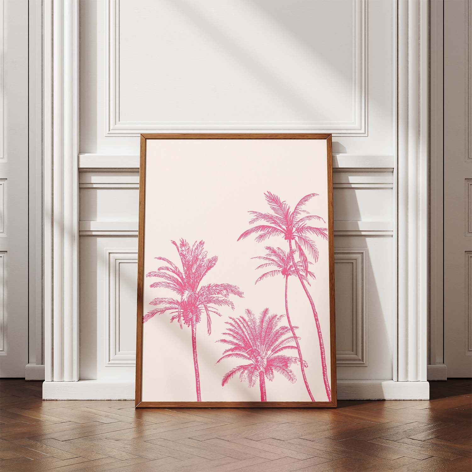 Set of 3 Retro Beach Palm Tree Prints Pink, Vintage Tropical Wall Art ...