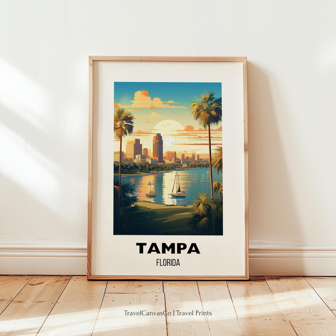 Tampa Florida Travel Poster Wall Art, Tampa Travel Print, Tampa Gift ...