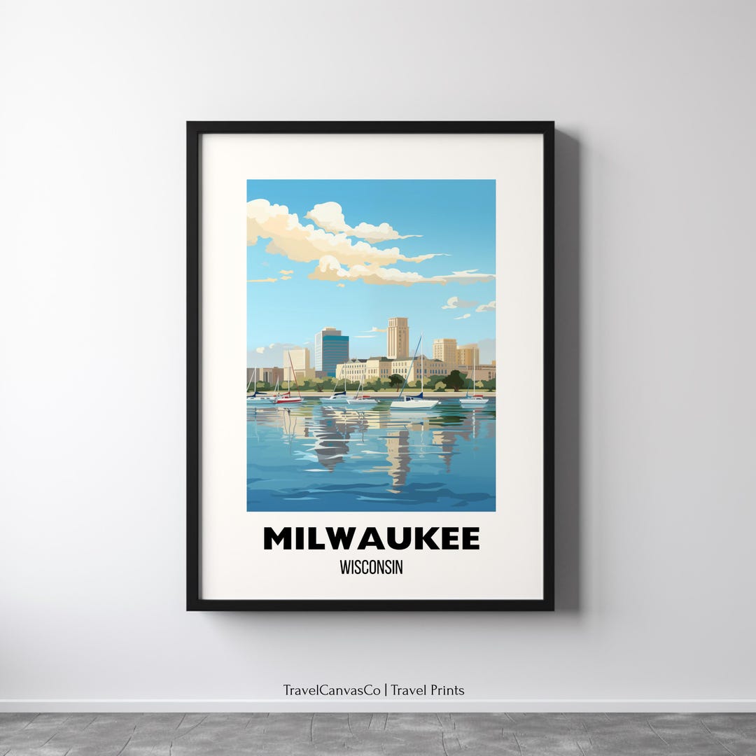 Milwaukee Travel Poster Wall Art, Milwaukee Wisconsin Print, Milwaukee ...