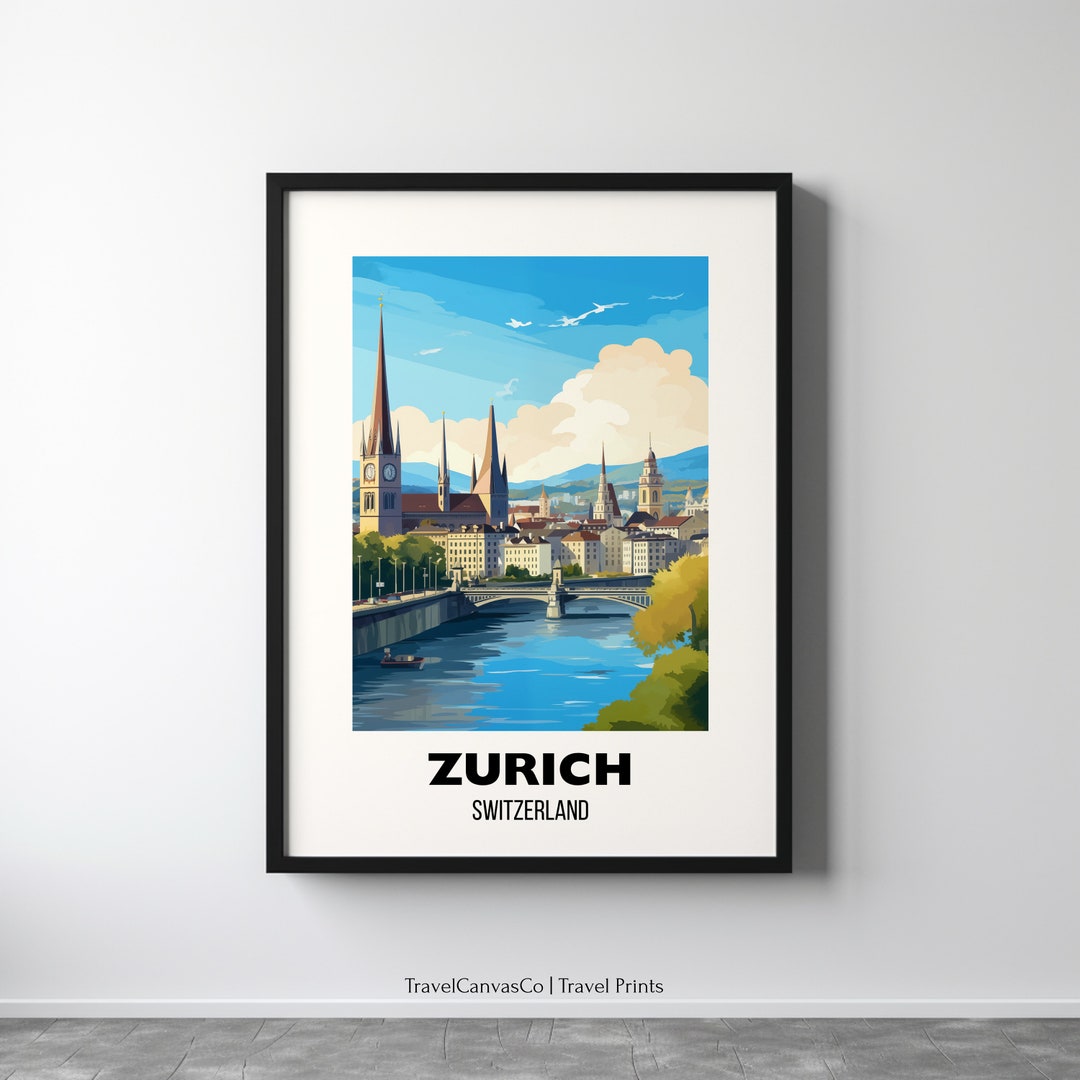 Zurich Travel Poster Wall Art, Europe Travel Print, Switzerland Wall ...