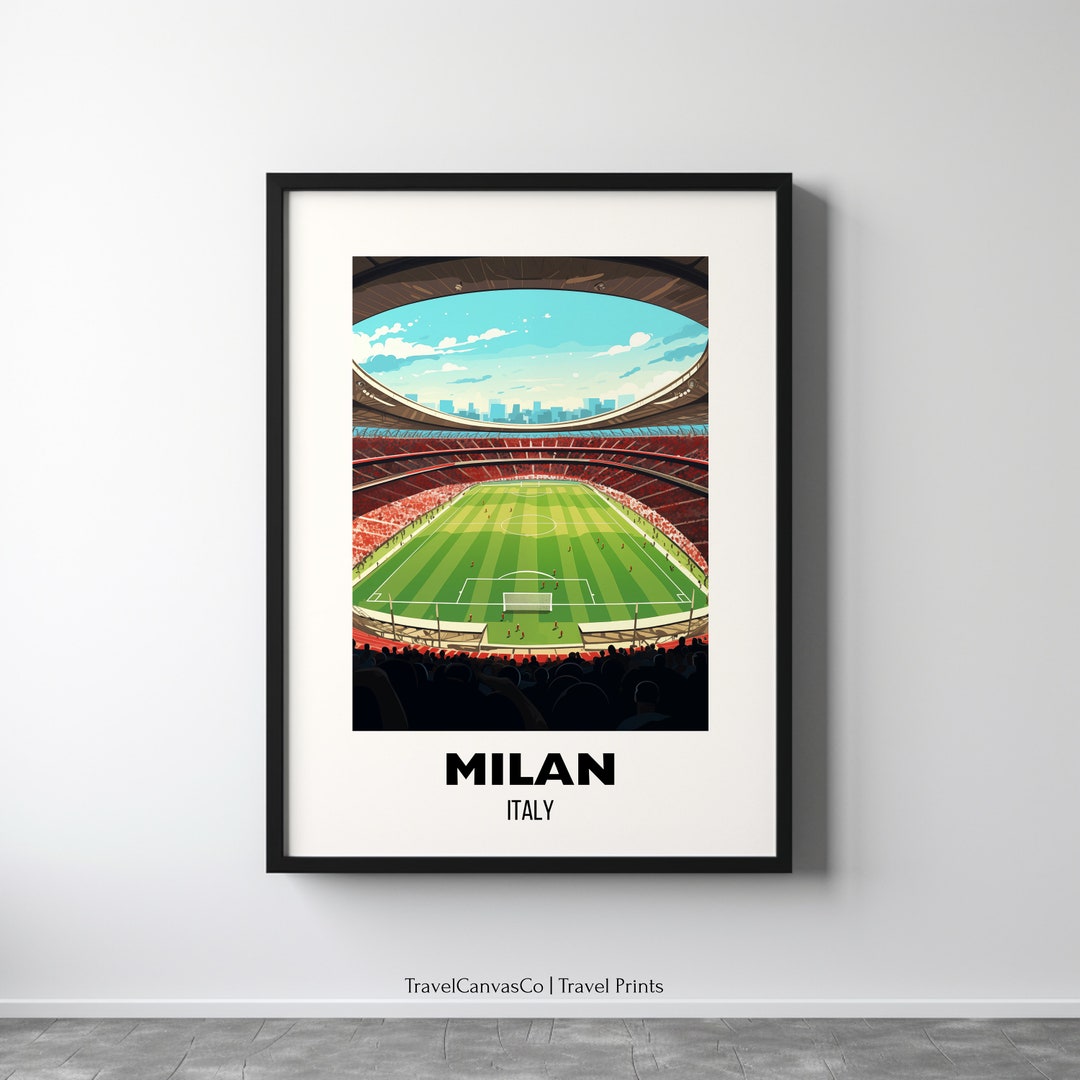 Milan Football Print Wall Art, Milan Italy Art Poster, Gift for Him Her ...