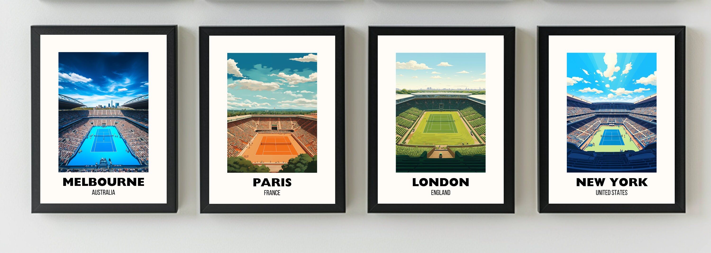 Grand Slam Set of 4, Tennis Poster Prints, Printable Grand Slam Series ...
