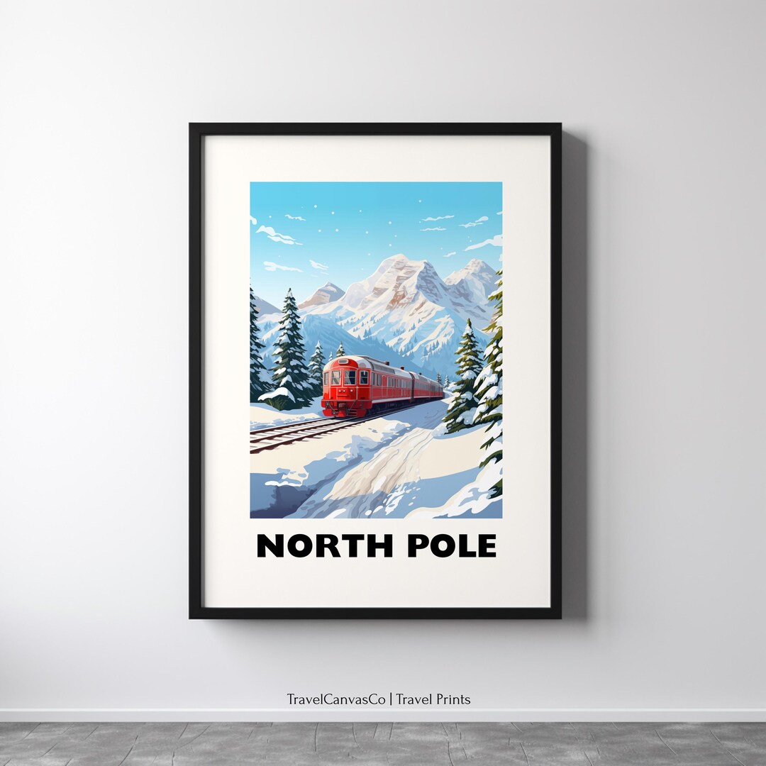 The North Pole Poster Wall Art, North Pole Art Print, Christmas Artwork ...