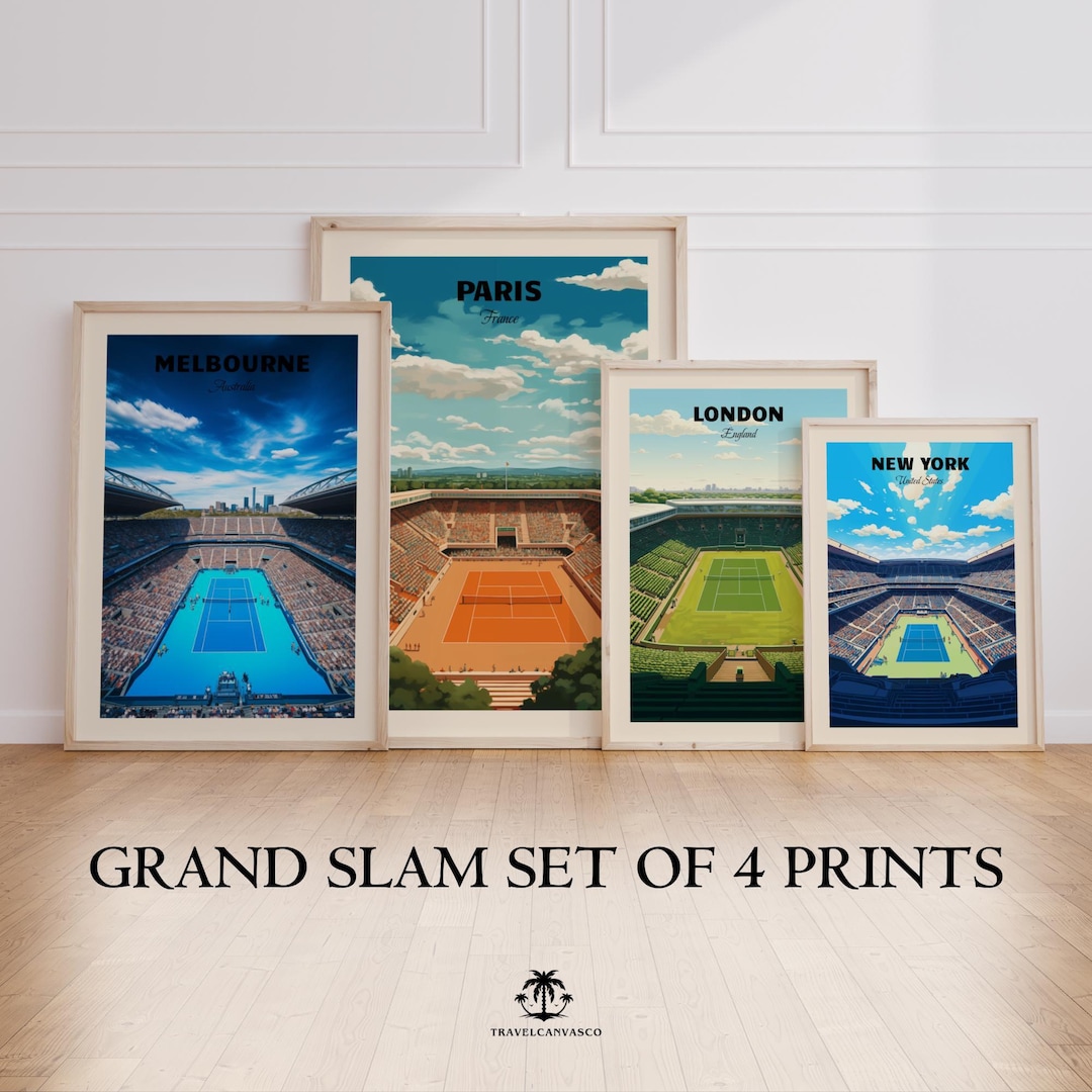 Grand Slam Set of 4, Tennis Majors Poster Prints, Printable Grand Slam ...