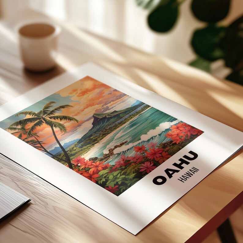Oahu Travel Print Wall Art, Oahu Hawaii Art, US Cities Print, O'ahu ...