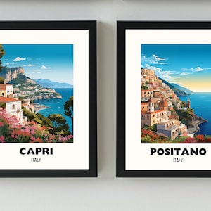 Amalfi Coast Italy Set of 4, Amalfi Coast Poster Prints, Italy Wall Art ...
