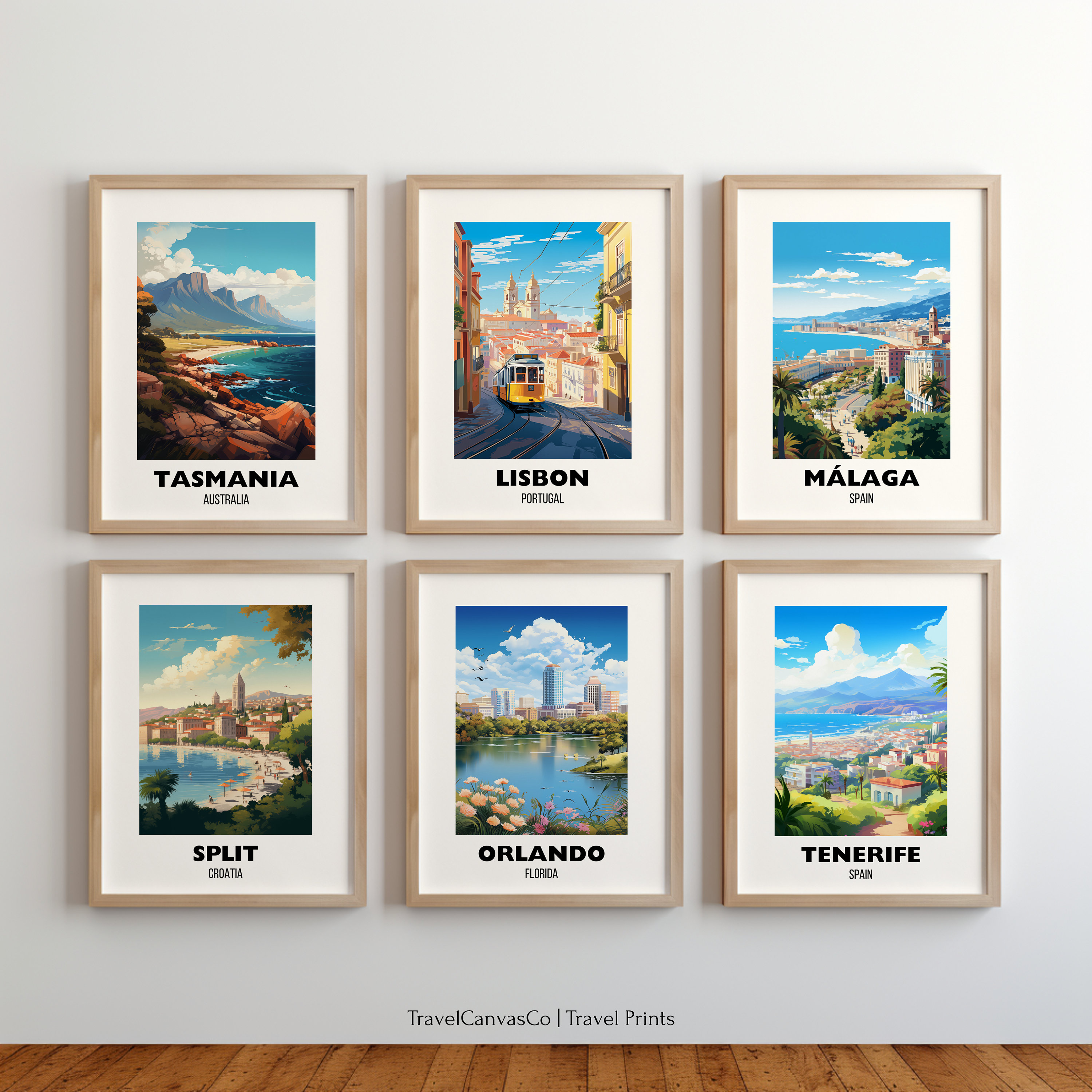 Custom Set of 6 Travel Prints, Personalized City Prints, Digital ...