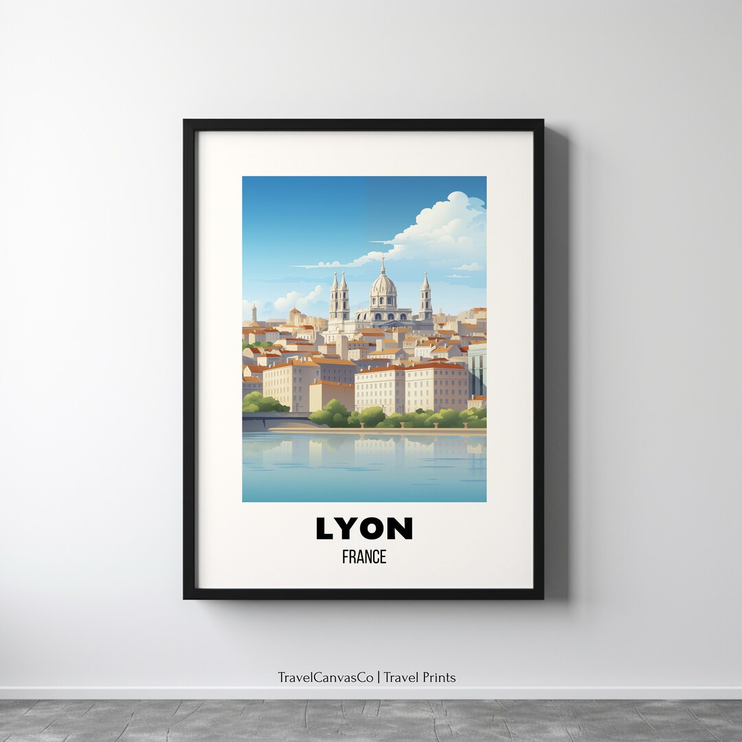 Lyon France Travel Poster Wall Art, Lyon Print, Lyon Illustration, Lyon ...