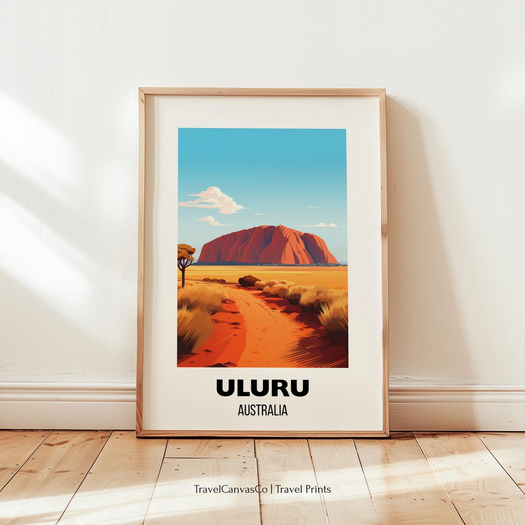 Uluru Travel Poster Wall Art, Uluru Art Poster, Ayers Rock, Australia ...