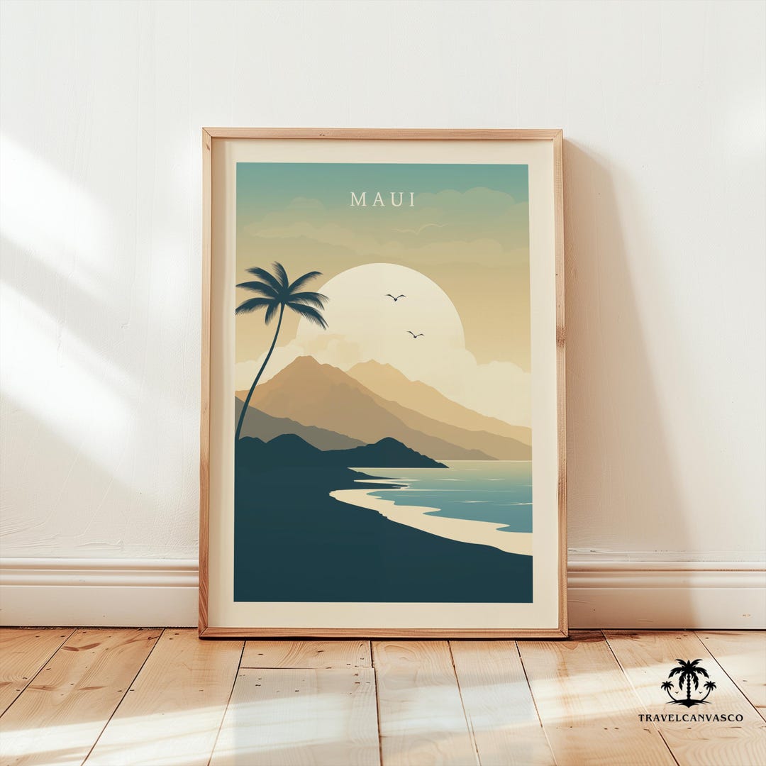 Maui Print Wall Art, Hawaii Travel Poster, Maui Beach Artwork, Wedding ...