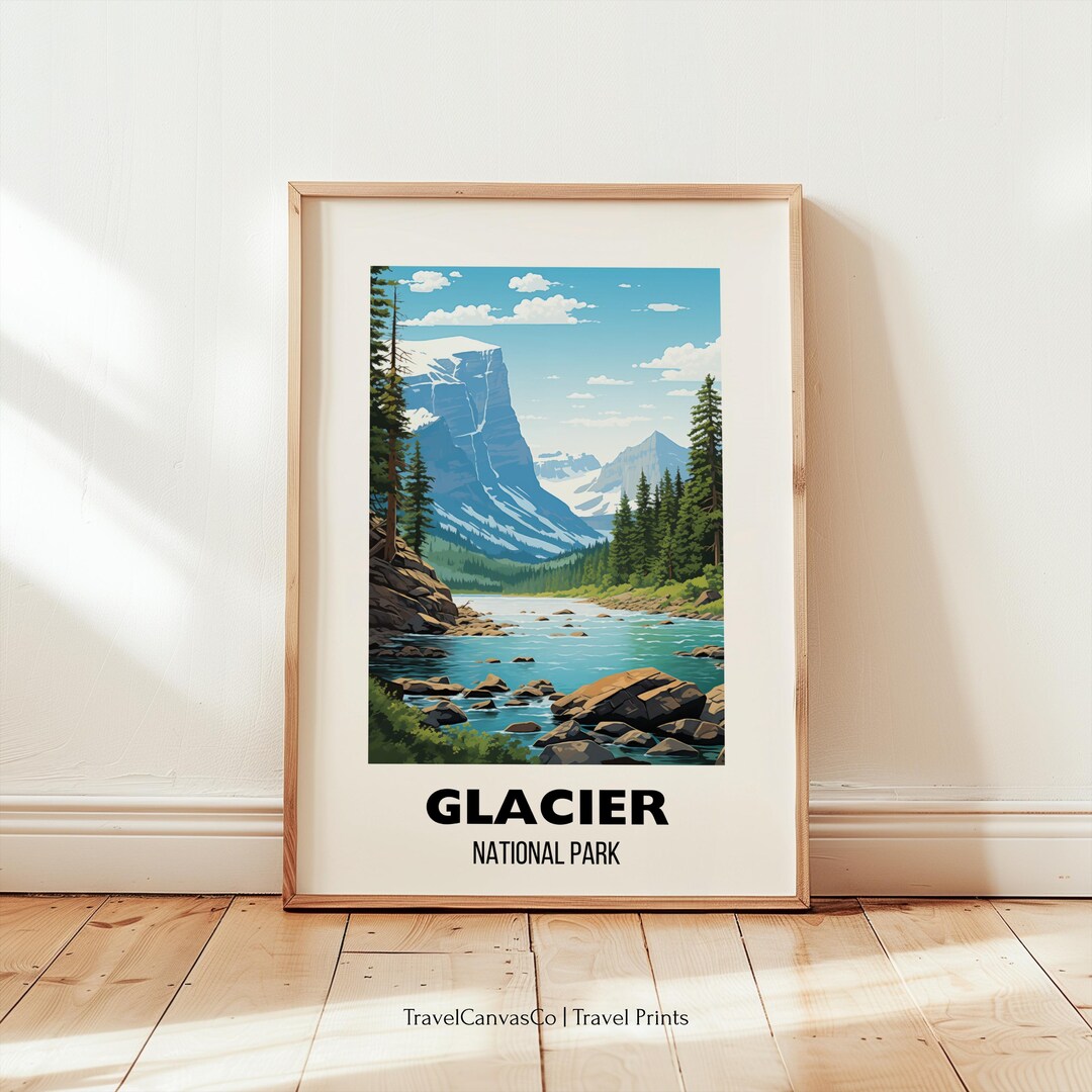 Glacier National Park Travel Poster Wall Art, Glacier National Park ...