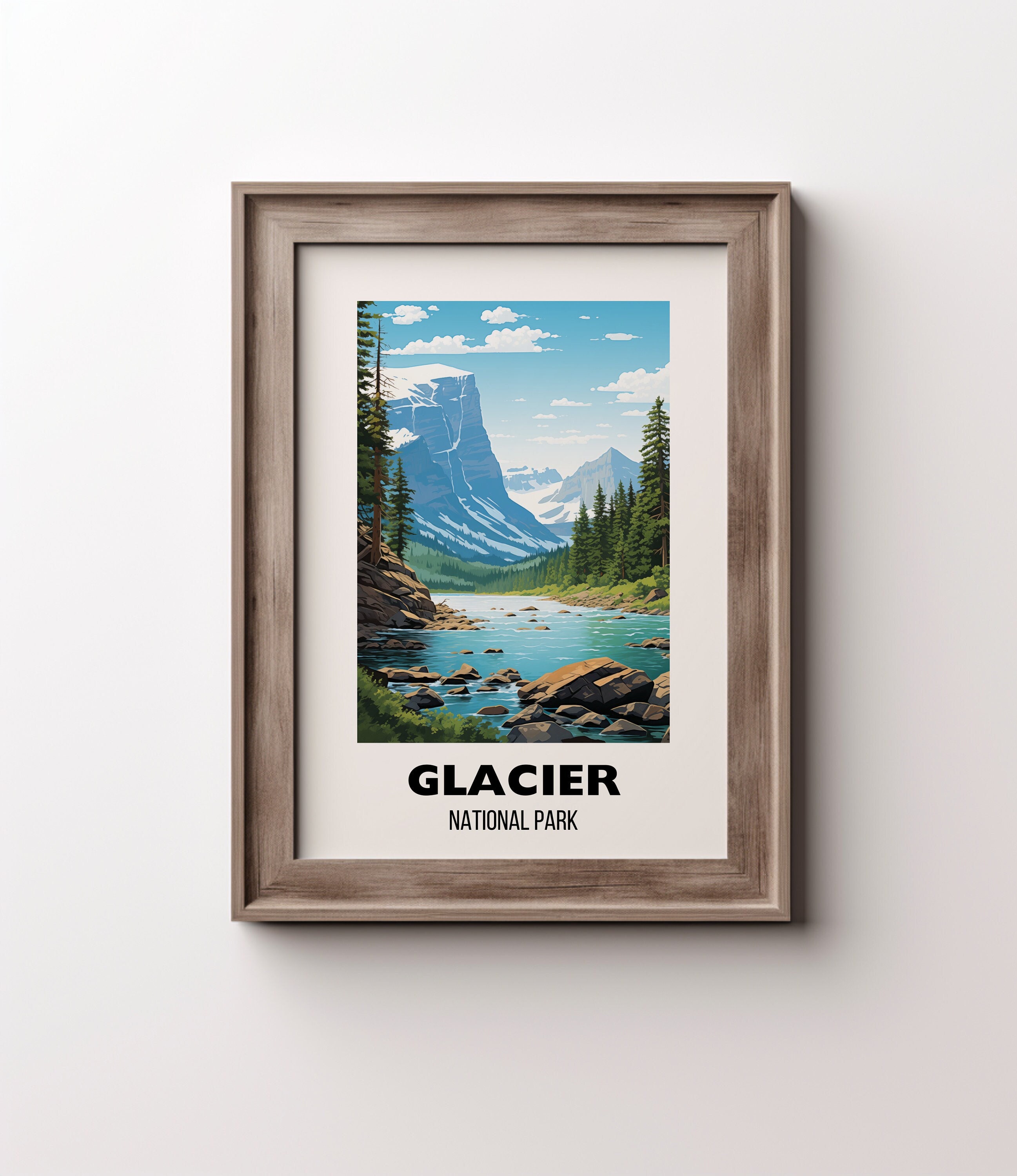 Glacier National Park Travel Poster Wall Art, Glacier National Park ...