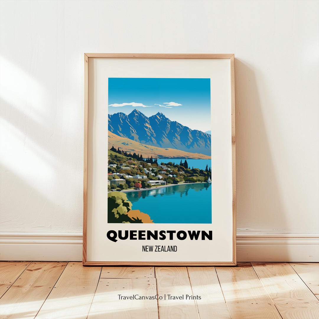 Queenstown New Zealand Travel Print Wall Art, Queenstown Poster Gift ...