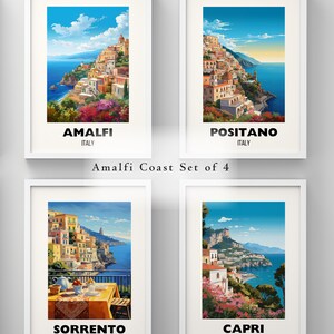 Amalfi Coast Italy Set of 4, Amalfi Coast Poster Prints, Italy Wall Art ...