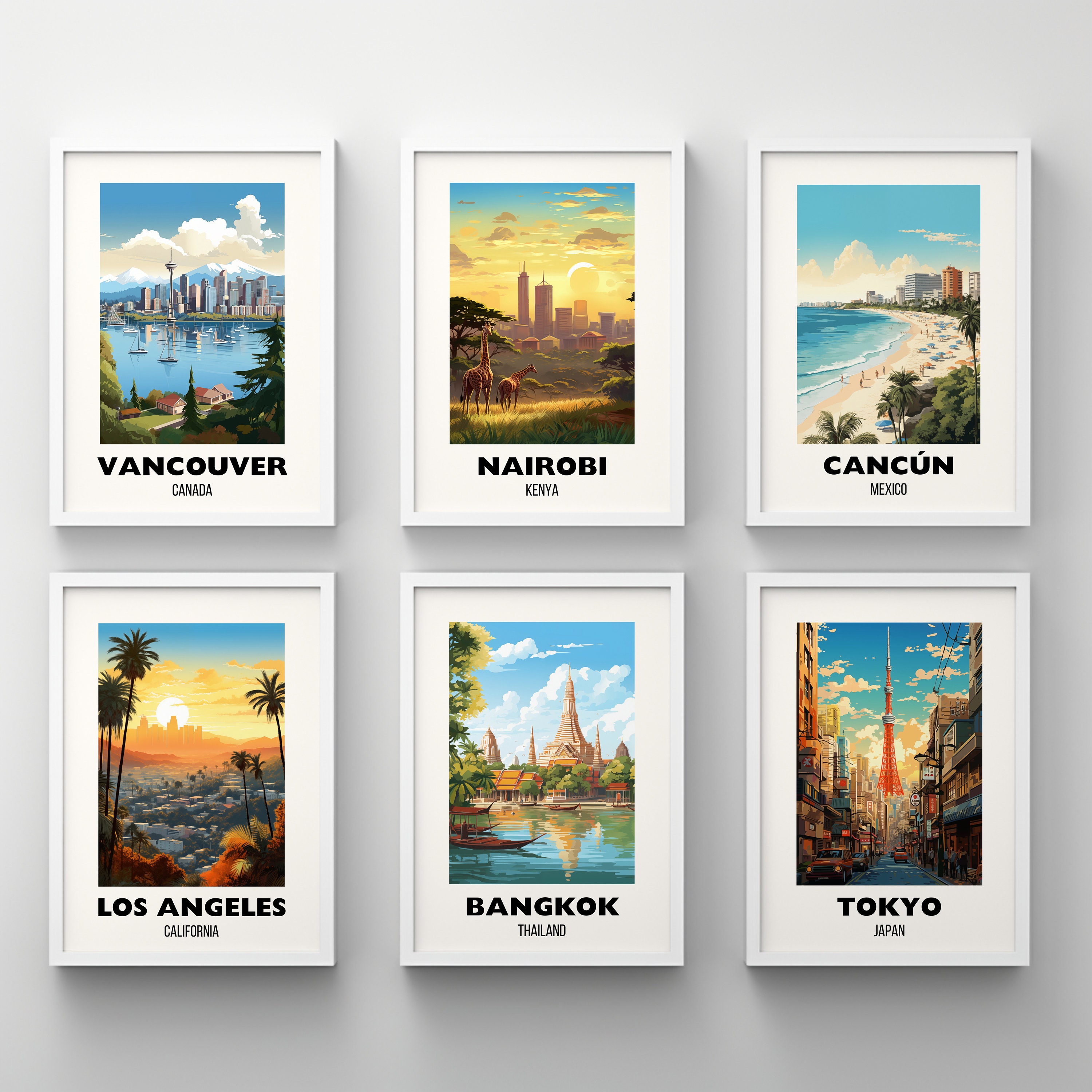 Custom Set of 6 Travel Prints, Personalized City Prints, Digital ...