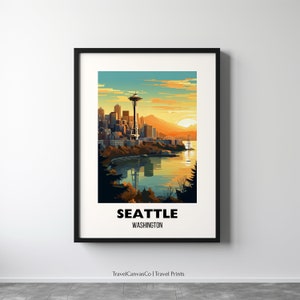 Seattle Travel Poster Wall Art, United States Poster, Seattle Travel ...