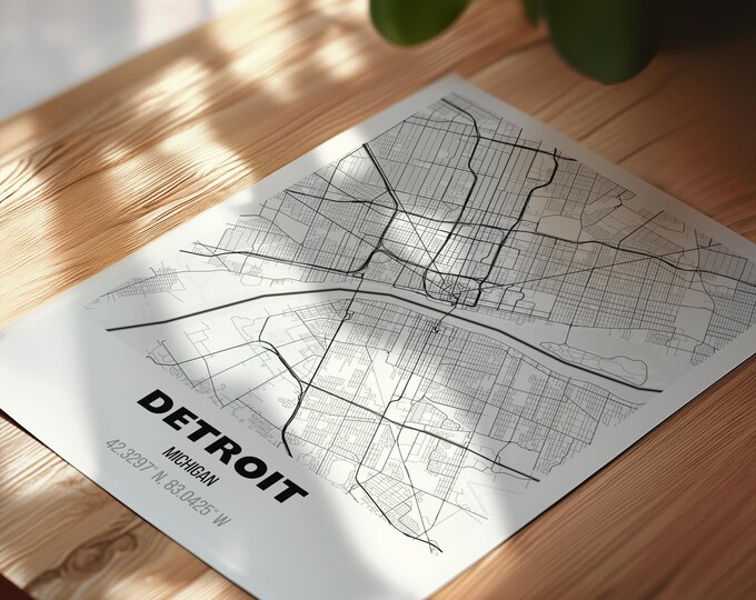 Detroit Neighborhood Map Poster or Print, Original Artist of Type City ...