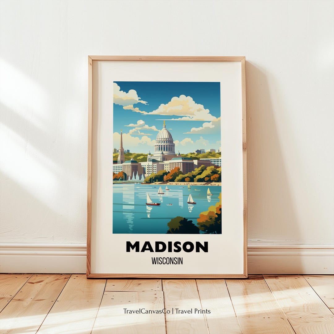 Madison Travel Print Wall Art, Madison Wisconsin Art Gift, Wisconsin ...