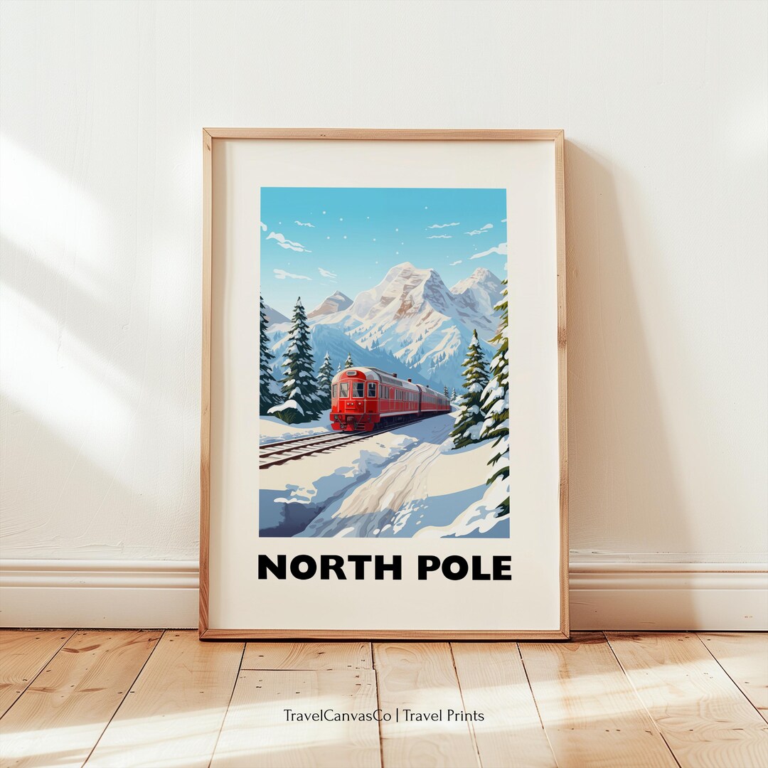 The North Pole Poster Wall Art, North Pole Art Print, Christmas Artwork ...