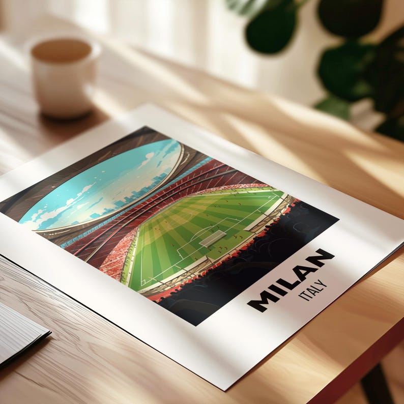 Milan Football Print Wall Art, Milan Italy Art Poster, Gift for Him Her ...