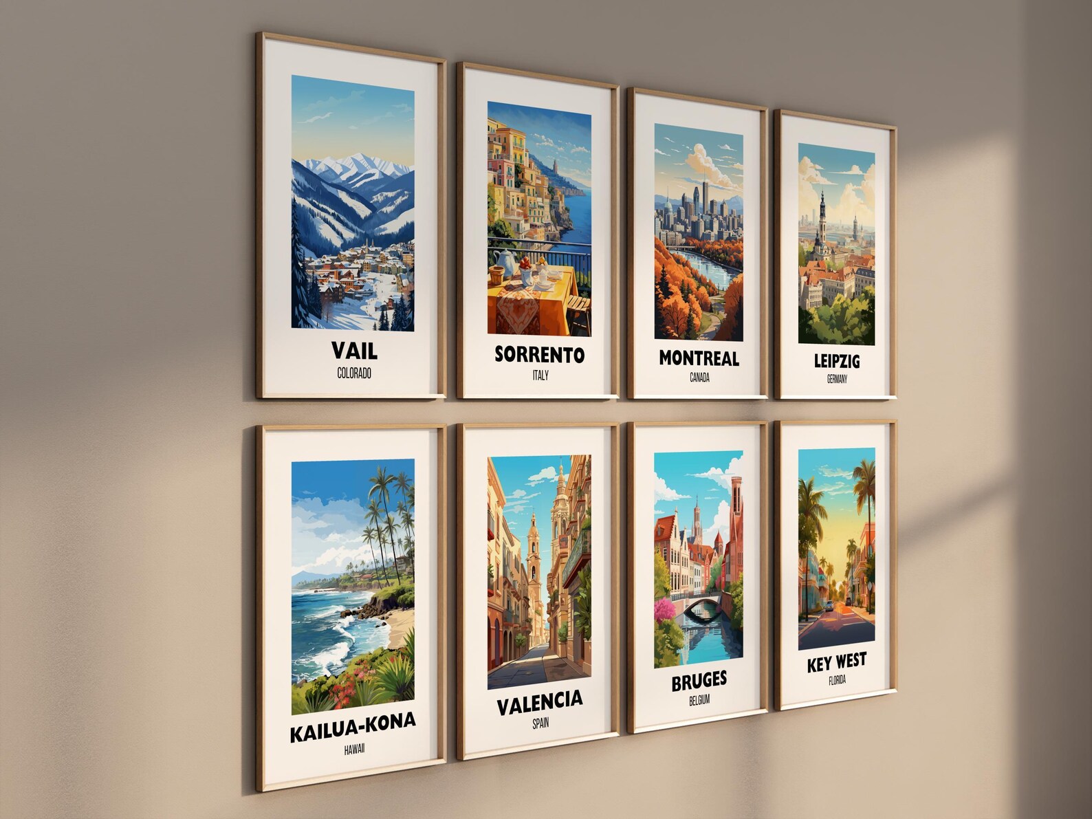 Custom Set of 9 Travel Prints, Personalized City Prints, Digital ...