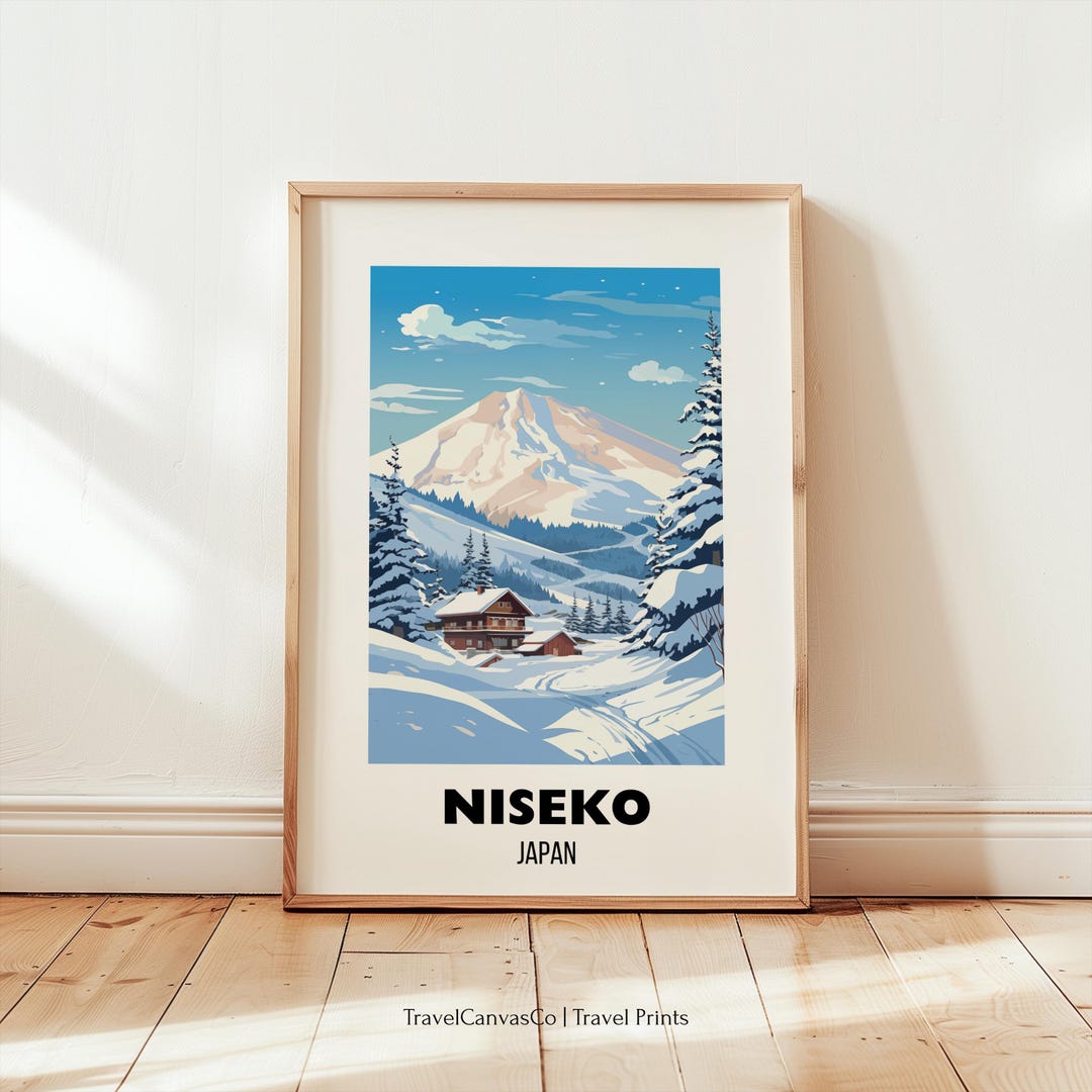 Niseko Ski Resort Travel Poster Wall Art, Japan Skiing Home Decor Print ...
