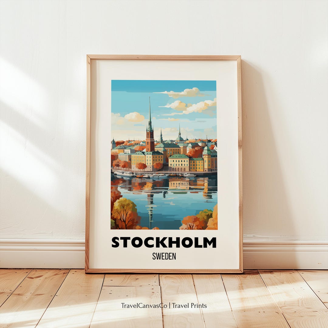 Stockholm Travel Poster Wall Art, Retro City Poster, Europe Travel ...