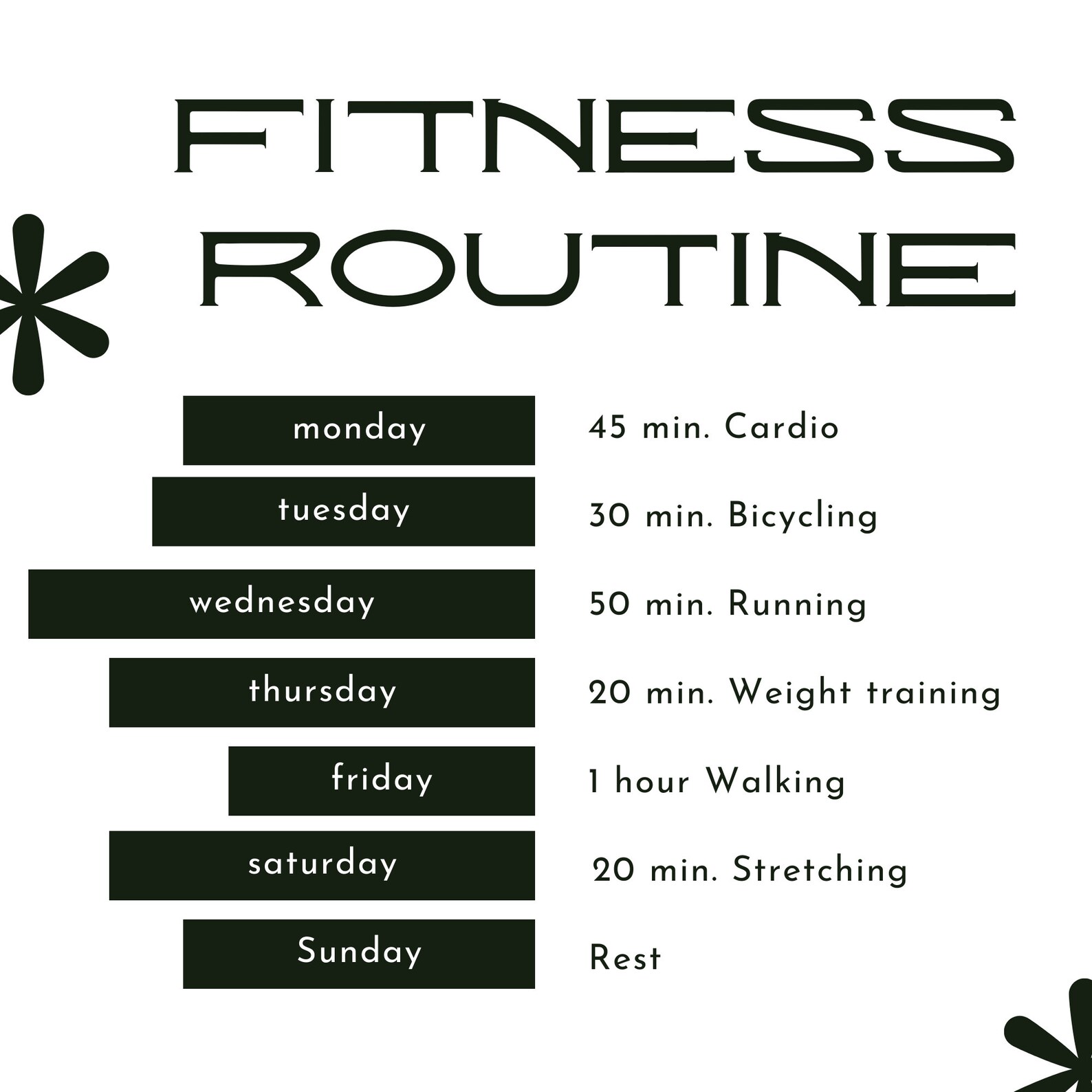 Weekly Fitness Routine for Beginners - Etsy