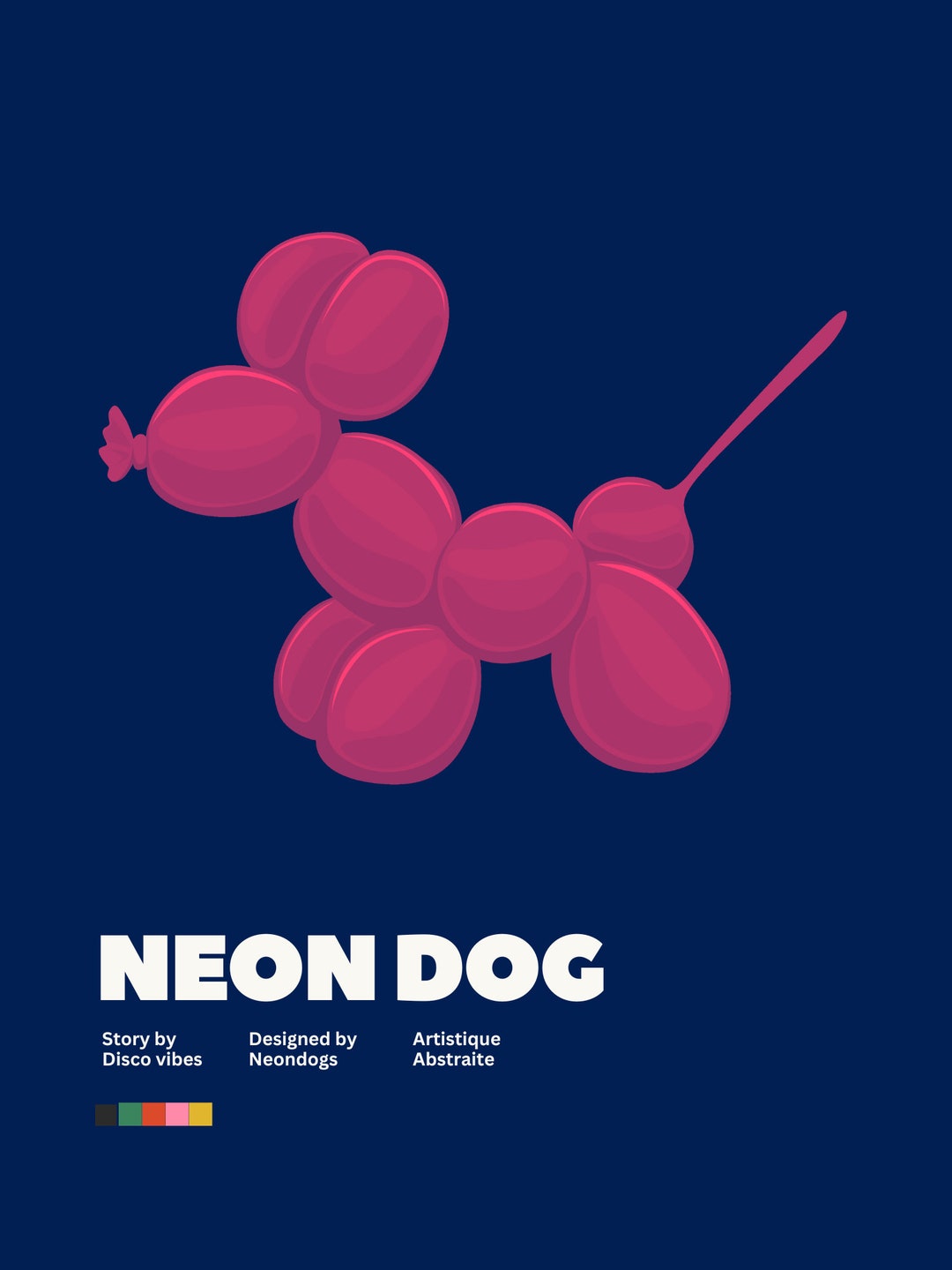 Poster Design Neon Balloon Dog Neon Art Digital Design - Etsy