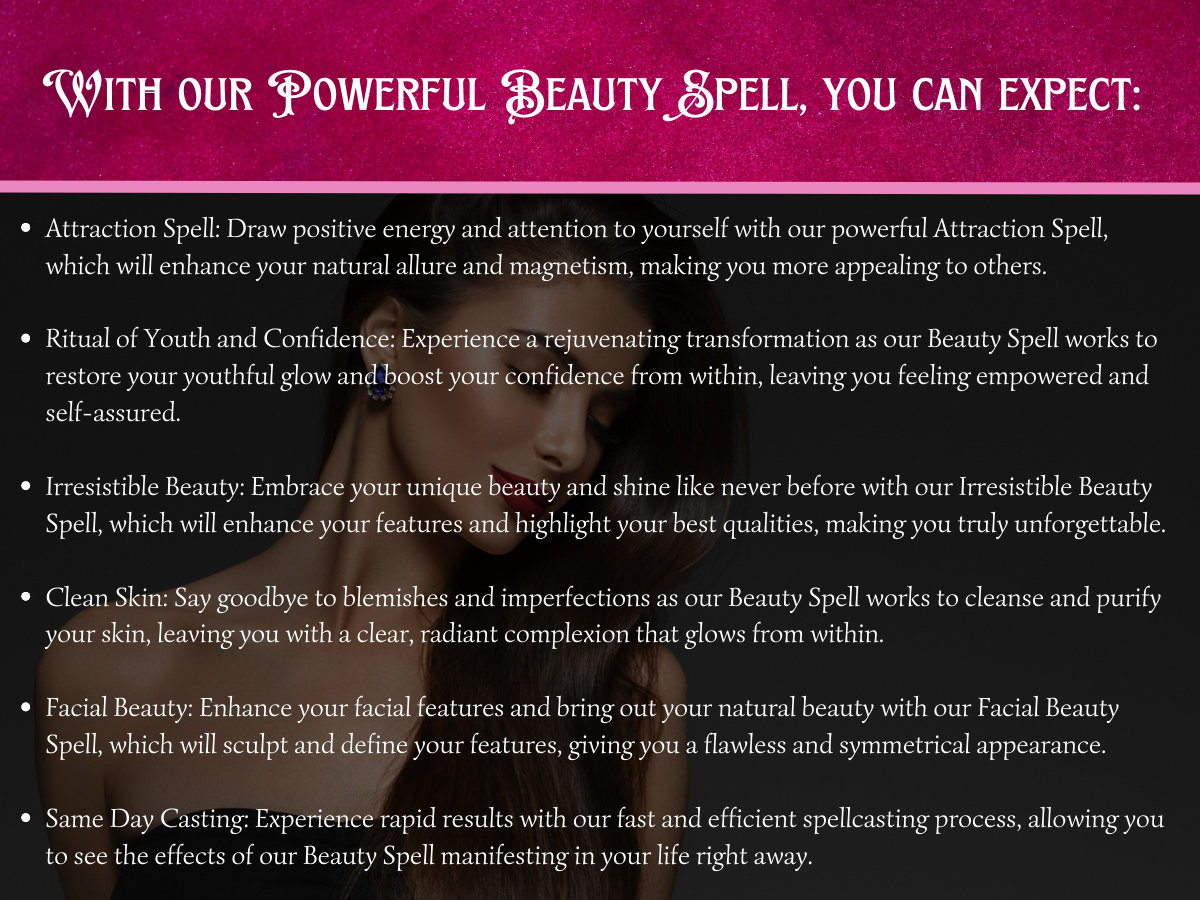 Powerful Beauty Spell: Attraction Spell, Ritual of Youth and Confidence ...