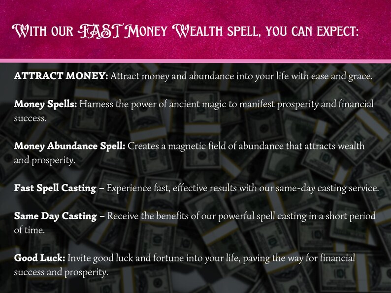 FAST Money Wealth Spell: Attract Money, Money Spells, Abundance Money ...