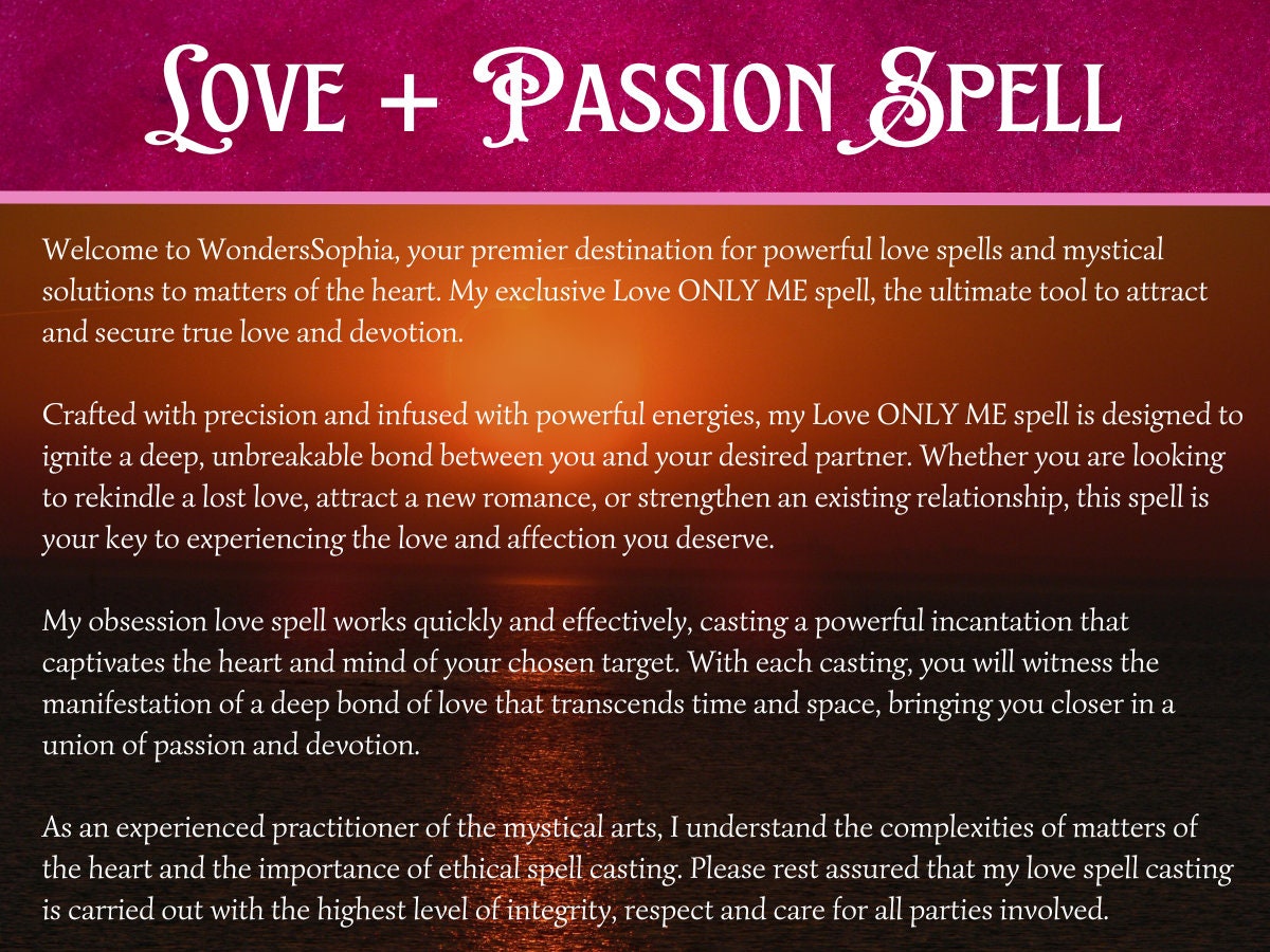 Love ONLY ME Spell: Obsession Love Spell, Powerful Love Spell, Love ...
