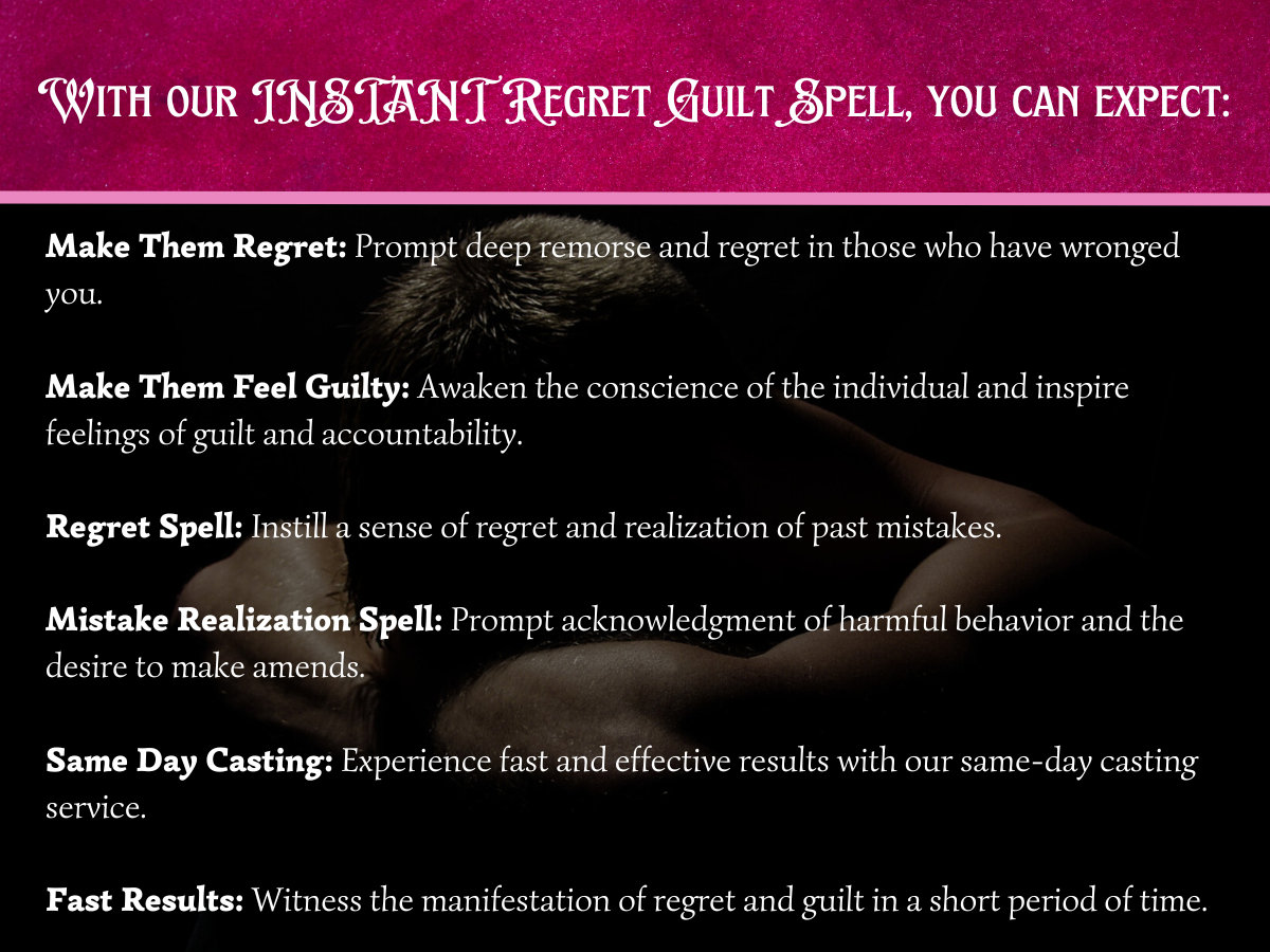 INSTANT Regret Guilt Spell: Make Them Regret, Make Them Feel Guilty, Regret Spell, Mistake ...